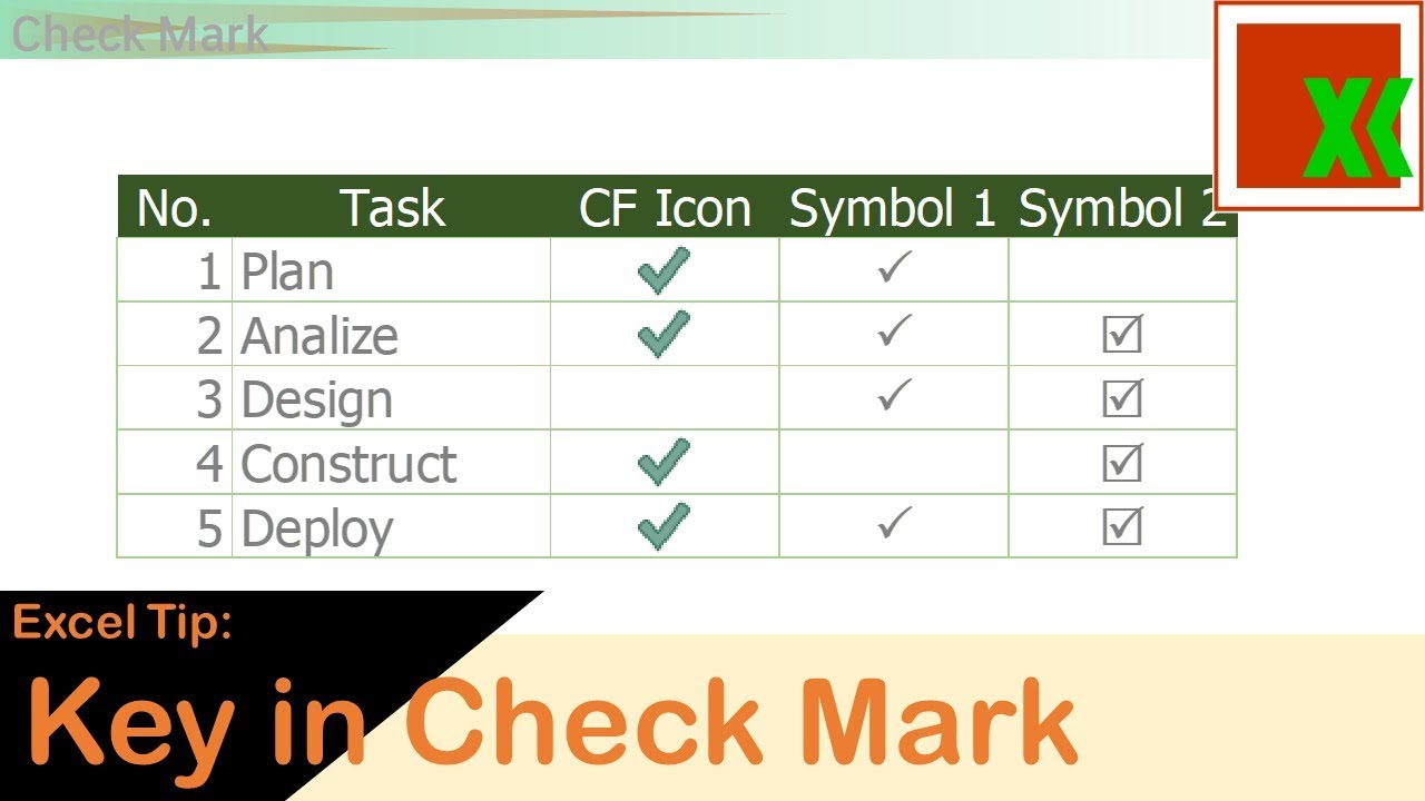 Excel Tip: Easily Key in Check Mark - YouTube