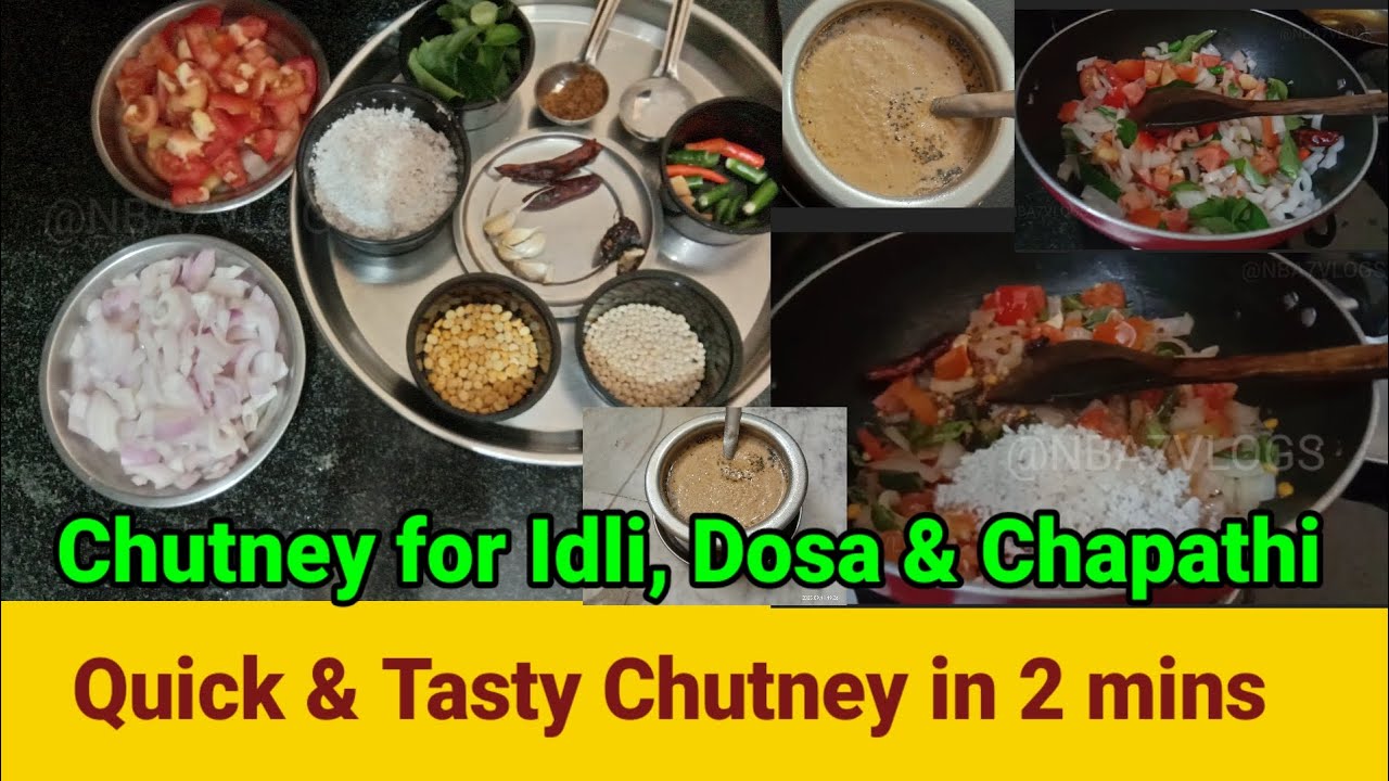 Quick Chutney recipe in 2 Minutes | Tomato Chutney for Idli Dosa and ...