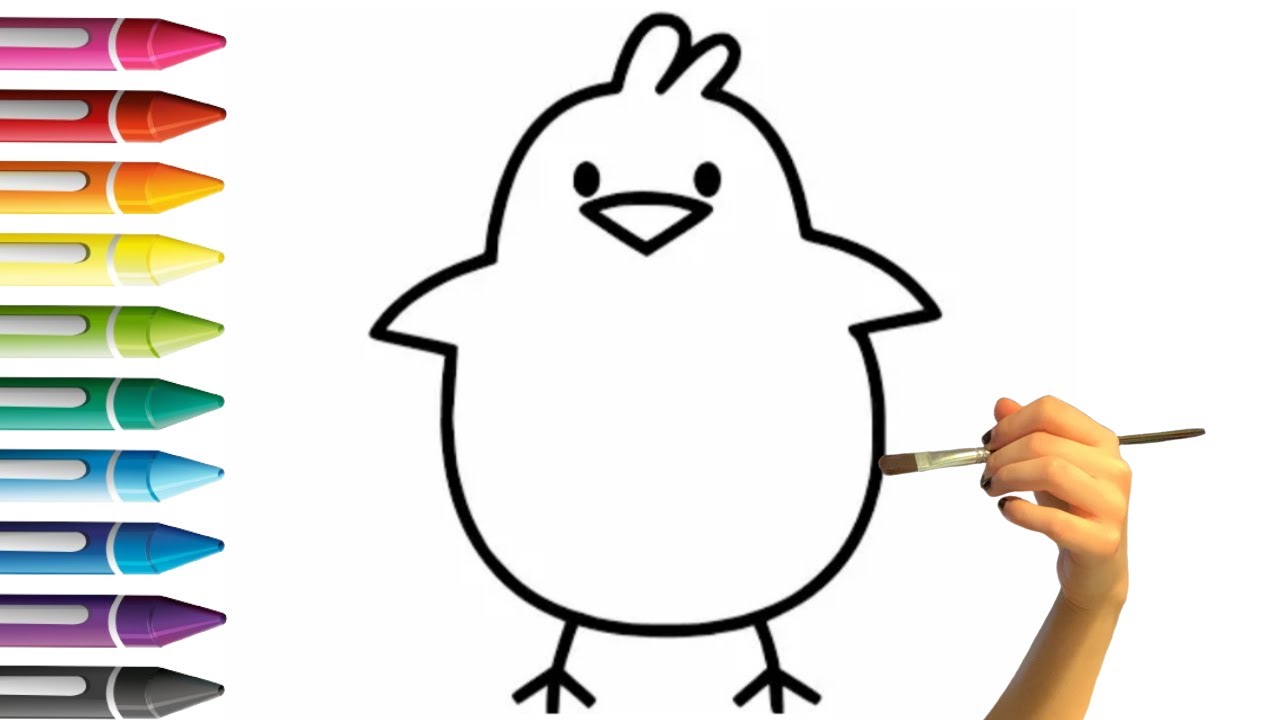 How to draw Baby Chick 🐤 Drawing, Painting and Coloring Chick for kids ...