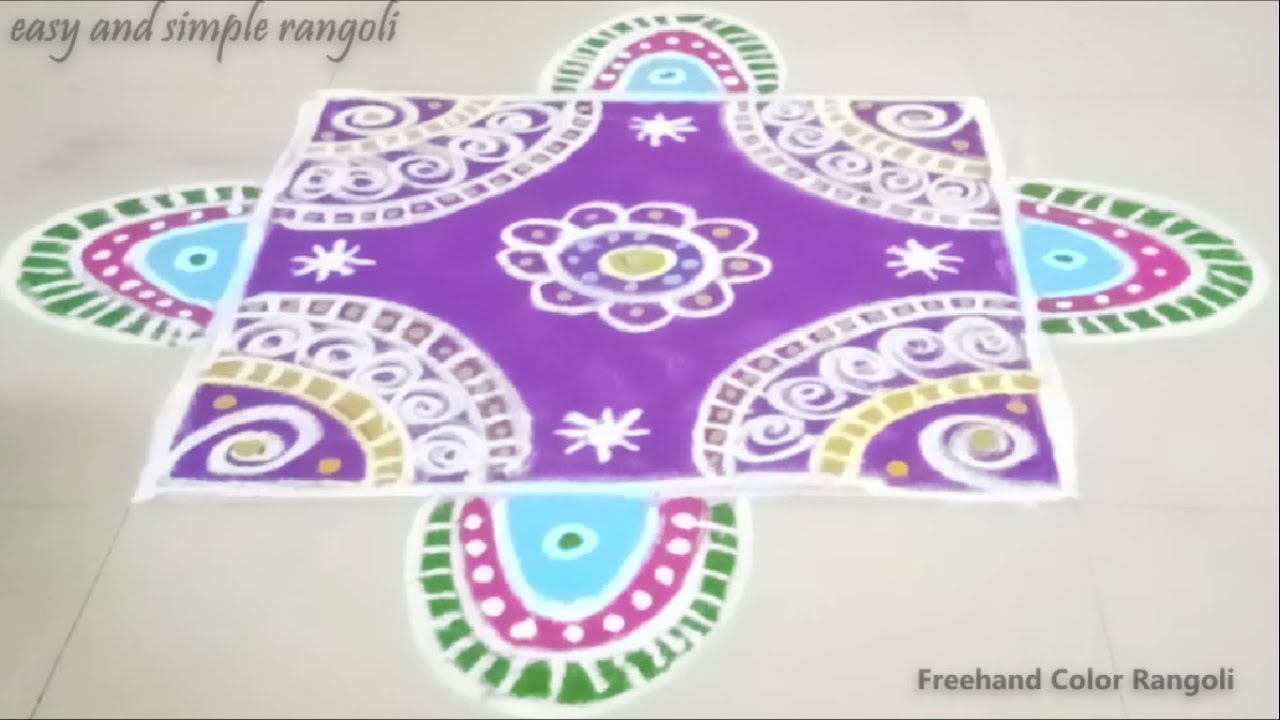 beautiful freehand color rangoli designs | creative color kolam designs ...