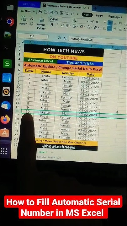 Auto Update Serial Number in Excel | Auto Fill Serial No #exceltips #excel #shorts #how #msexcel ...