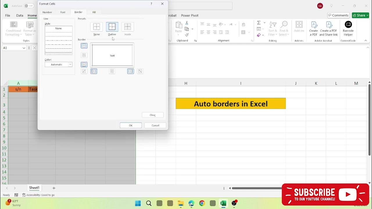 Automate creation of borders in Excel. - YouTube