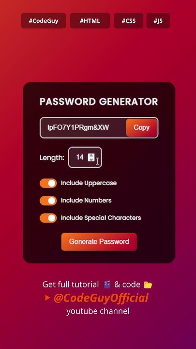 🔐 "Generate Strong Passwords Instantly!" | CodeGuy #trending #shorts #shortvideo #coding # ...