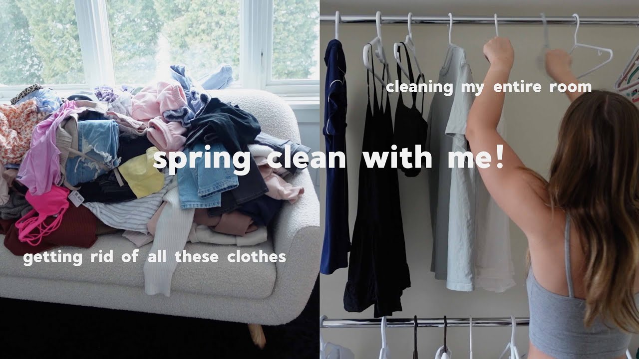 SPRING CLEAN WITH ME! cleaning my room, closet cleanout, laundry etc ...