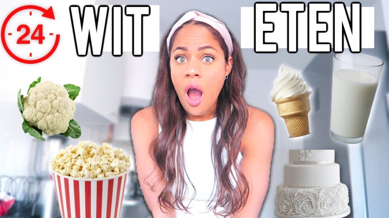 24 UUR WIT VOEDSEL ETEN *CHALLENGE || Denise Anna - YouTube