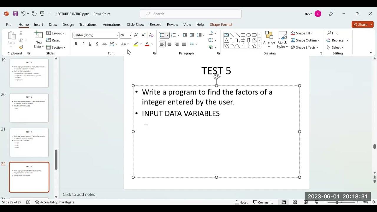 L5 Intro to Computer Programming Lectures Identification of Input n Output Data Variables Part 2 ...