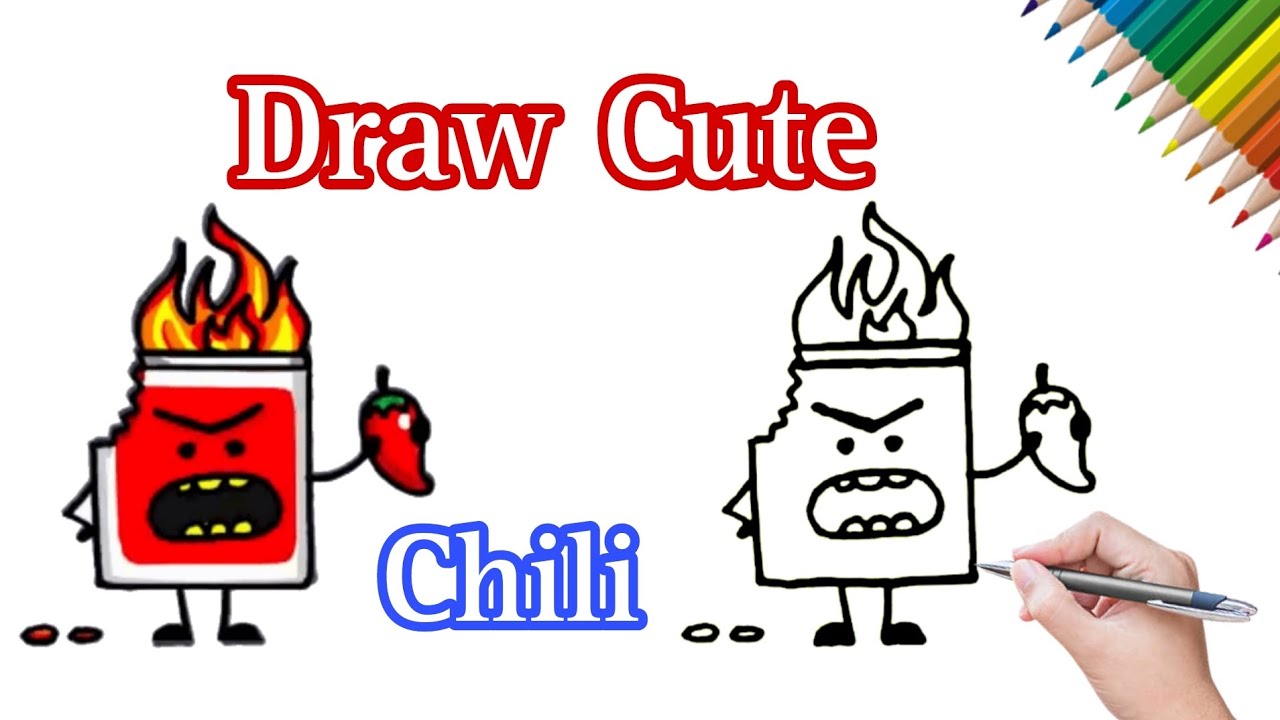 How To Draw A Cute CHILI Clipart,To Draw step by step, DL cute things ...