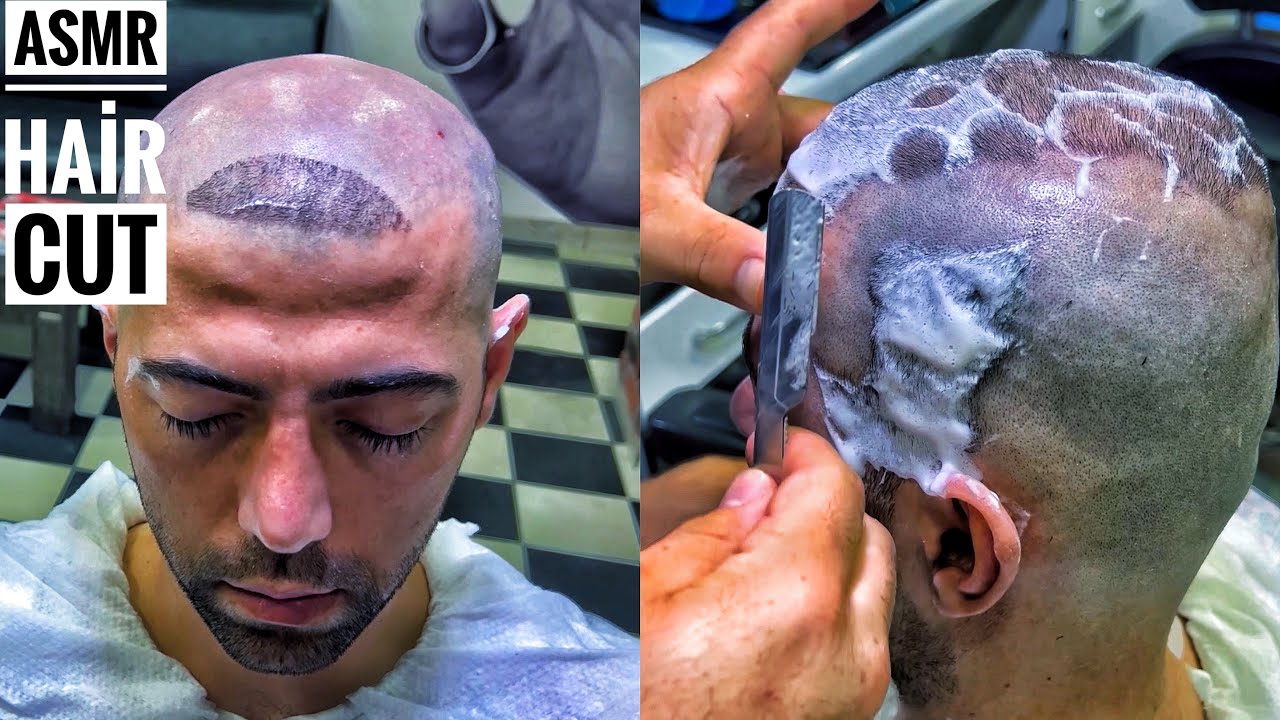 ASMR • Scraping the hair roots with a razor • Real turkish Barber - YouTube