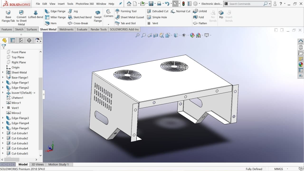 Electronic Device Casing In Solidwork | Sheet Metal Drawing In ...