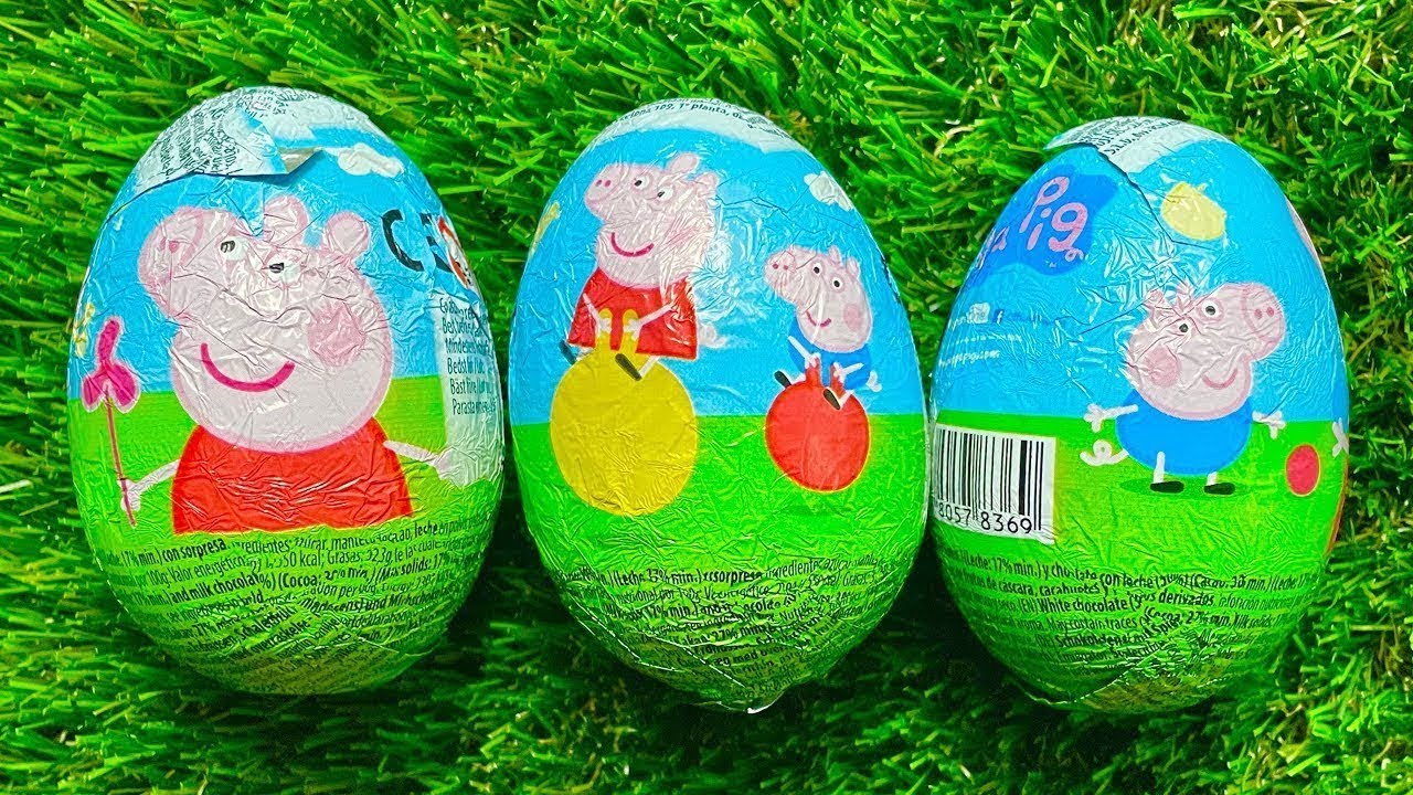 3 Peppa Pig Surprise Eggs Easter Satisfying Video 🟧🟨🟥🟪 - YouTube