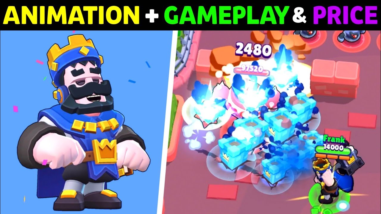 BRAWL STARS BLUE KING FRANK GAMEPLAY, ANIMATION, COST, PIN & PLAYER ...