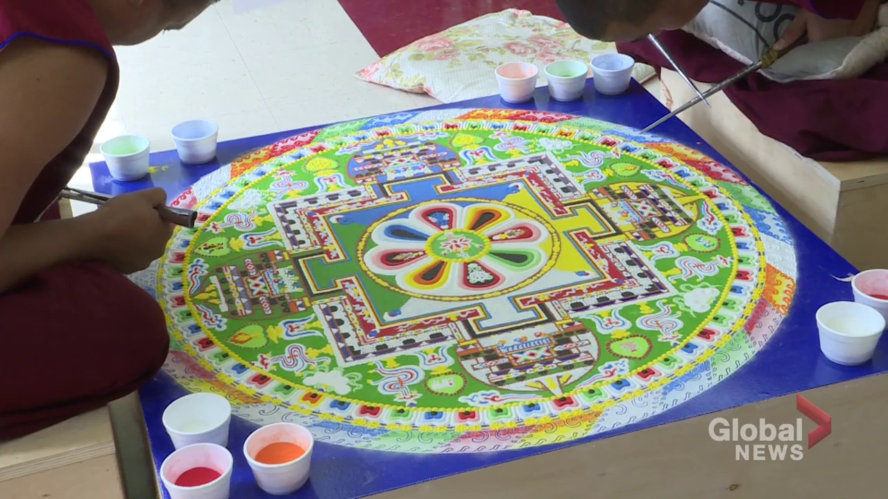 Sand Mandala created and destroyed in Regina - YouTube