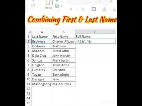How to Combine First & Last Name in Excel? #excel #exceltutorial #excelshortcuts #shorts #tricks ...