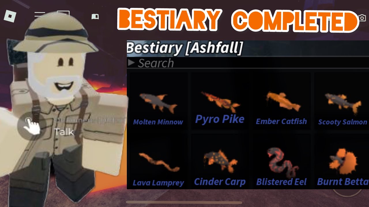 How to Complete New Ashfall bestiary in fisch roblox - YouTube