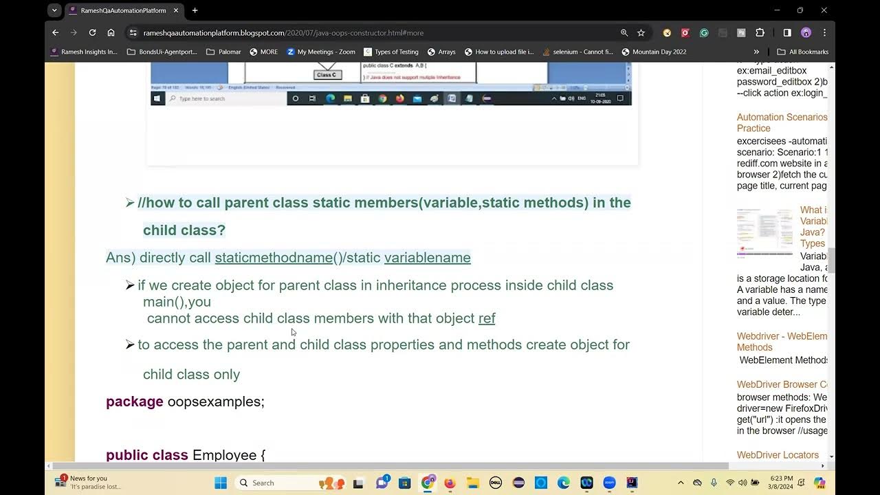 CoreJava OOPS Inheritance Theory First Program MAR 08 2024 - YouTube
