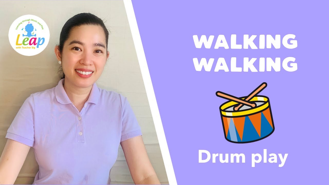 Walking walking: Action song with drum - YouTube