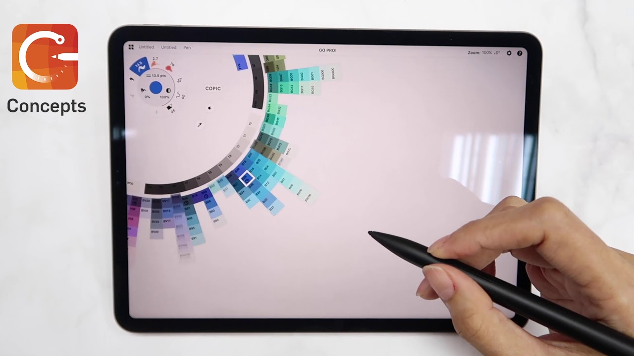 Adonit Note+ stylus use on Concepts APP - YouTube