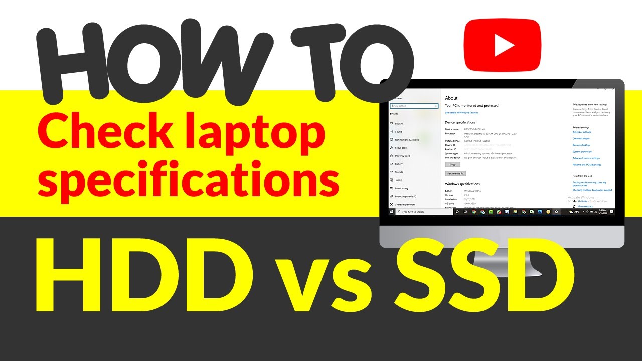 How to check laptop specifications (HDD or SSD) - YouTube