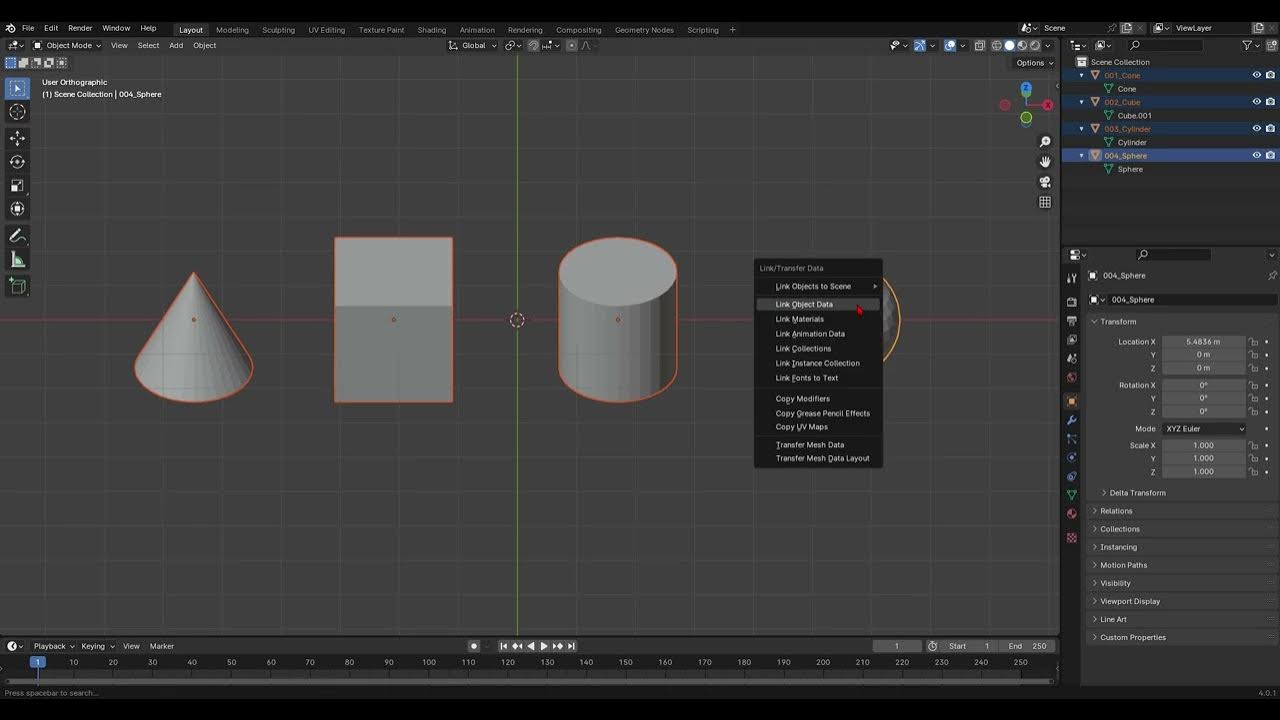 Blender Replace Objects 置き換え 差し替え 002 3つ以上のオブジェクトを置き換える＝Ctrl + L + Link Object Data - YouTube