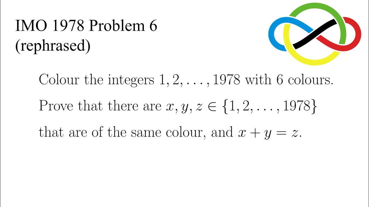 Ramsey Theory in the IMO | International Mathematical Olympiad 1978 ...