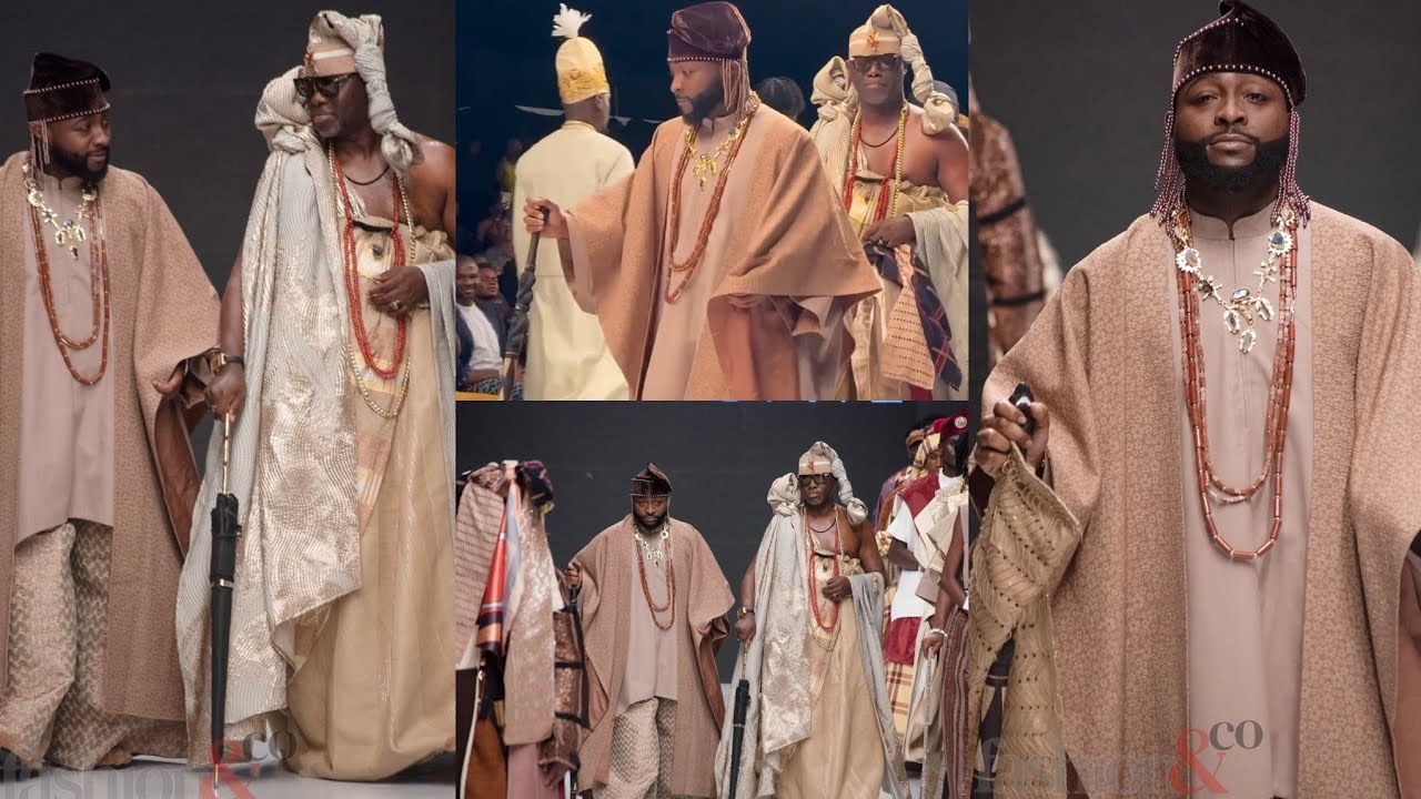 Davido models at Lagos fashion week looking like an African king - YouTube