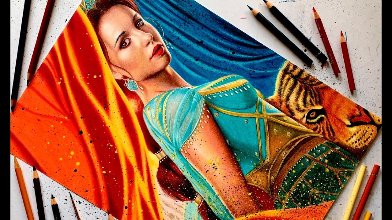 Drawing Naomi Scott as Princess Jasmine from “Aladdin” - YouTube