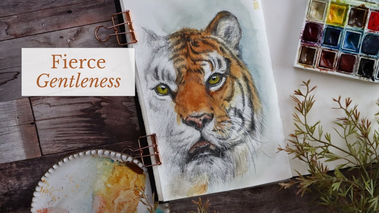 Fierce Gentleness 🐯 Tiger Portrait in Watercolour & Graphite | Wildlife ...