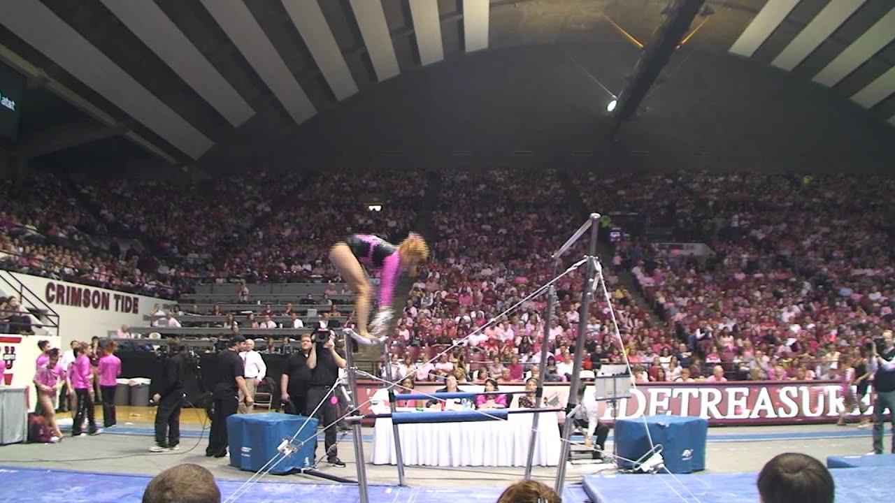 Alabama Gymnastics: Ashley Priess on the Uneven Bars vs. Arkansas - YouTube