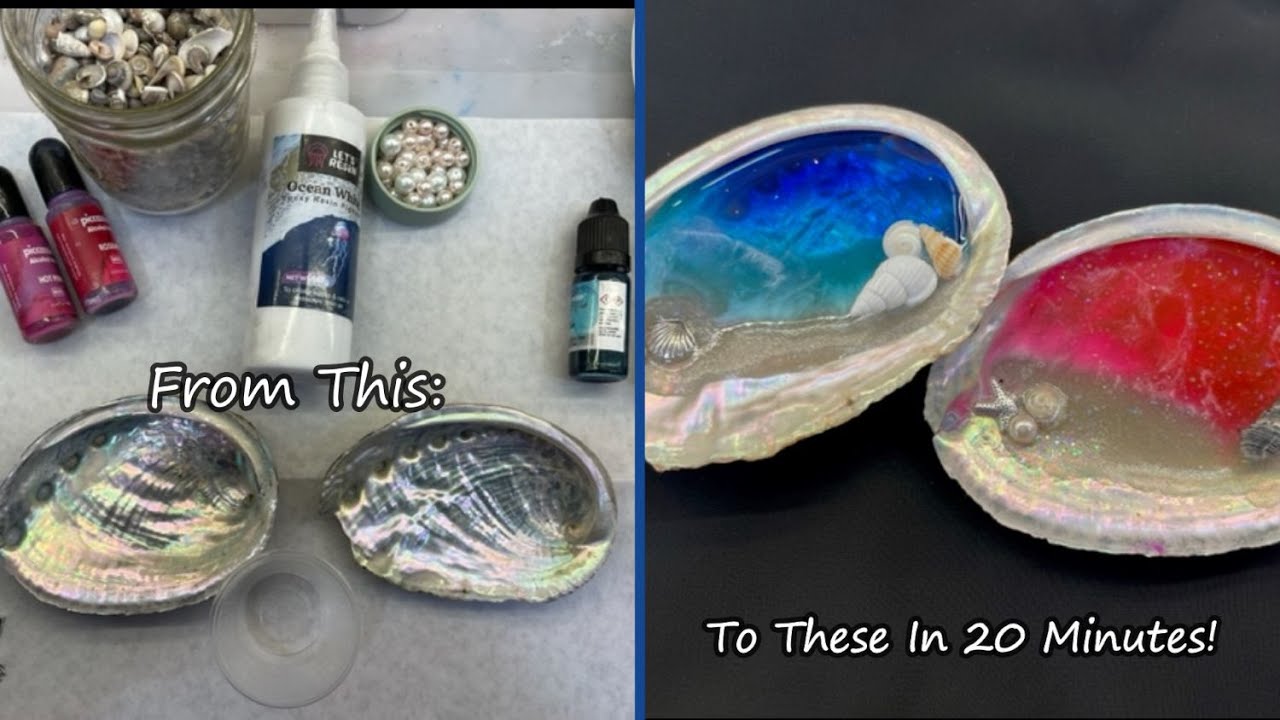 #292 Filling Two Abalone Shells With Resin Beach Scenes - YouTube