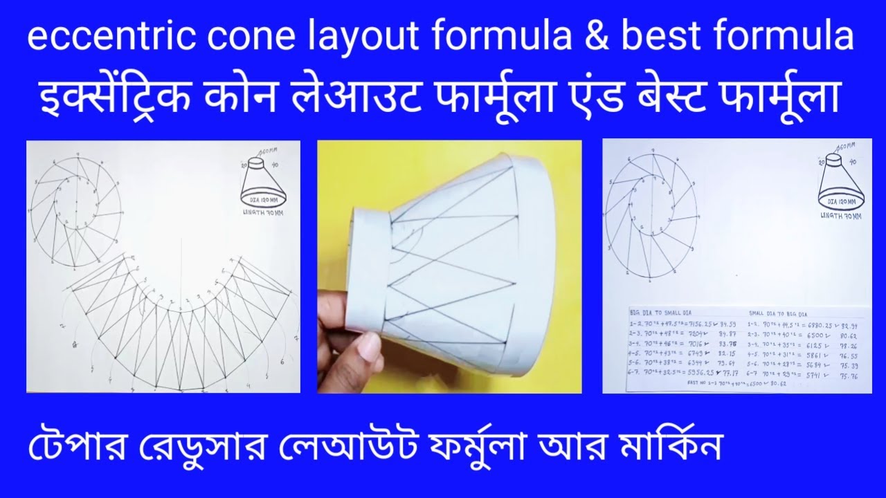 Eccentric cone layout is calculated। টেপার রেডুসার । इक्सेंट्रिक कौन ...