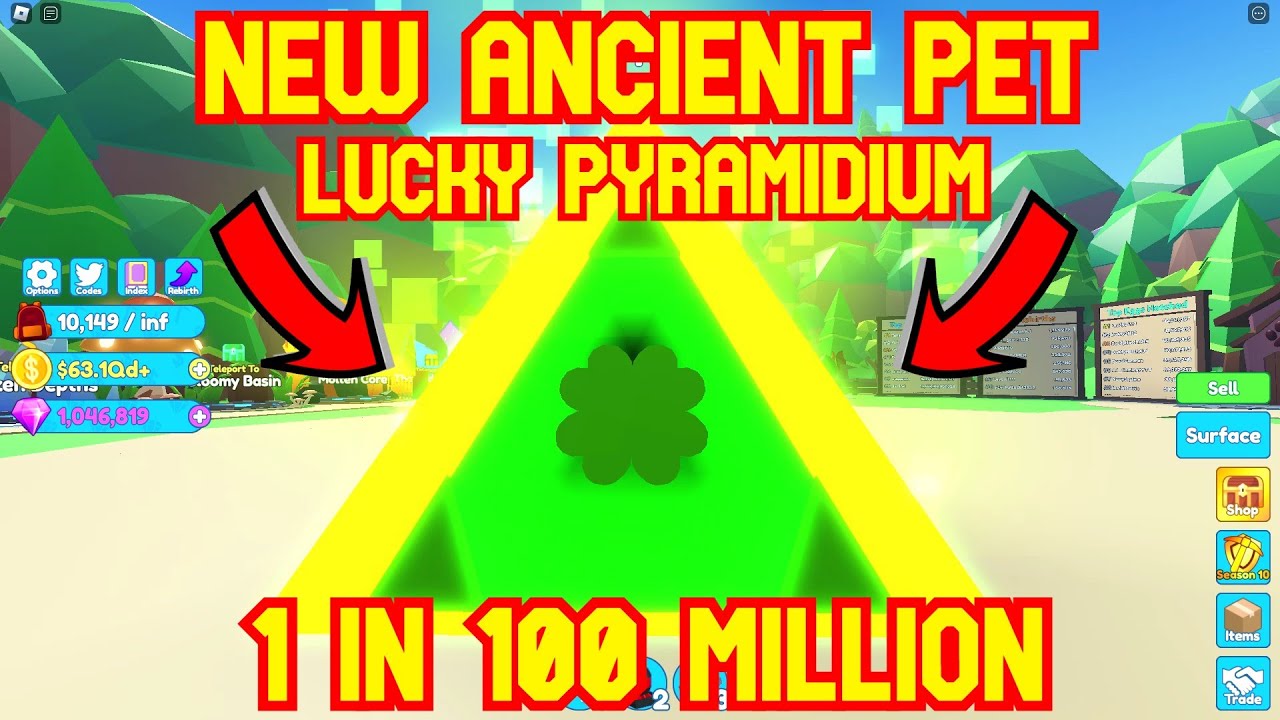 LUCKY PYRAMIDIUM SHOWCASE NEW ANCIENT 1 IN 100 MILLION | ROBLOX MINING ...