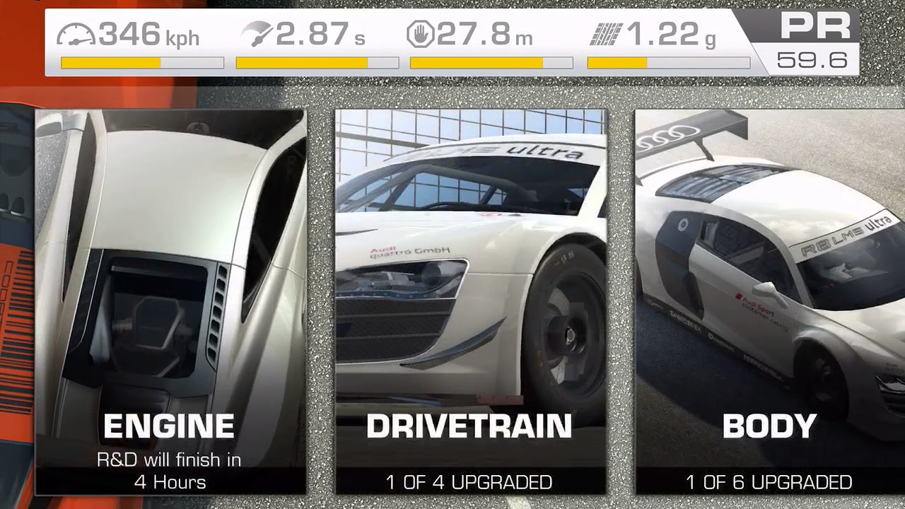 Real Racing 3 how to fully upgrade a car in 3 minutes without skip ...