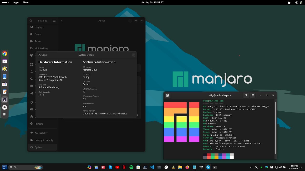 Manjaro - How to install Gnome 47 via Manjaro - Windows 11 - WSL - X410 - Linux - 2024