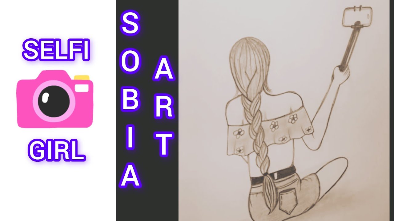 How to draw a beautiful girl taking a selfie#sketch#art - YouTube