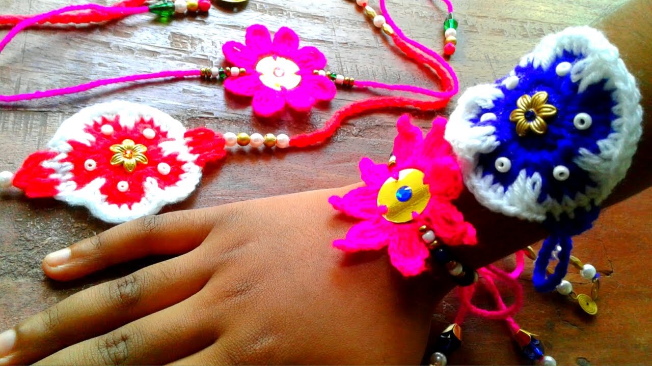 2 Designs For Making Handmade Crochet Rakhi at home in 5 minutes, cost ...