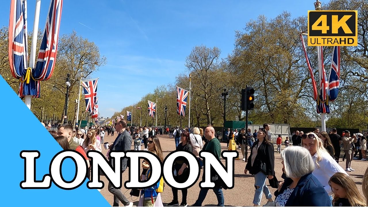 London Buckingham Palace 🇬🇧leading up to the Coronation of King Charles III-Walking London [4K ...