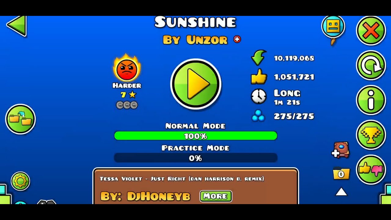 Sunshine 100% | By - Unzor | Geometry Dash. - YouTube