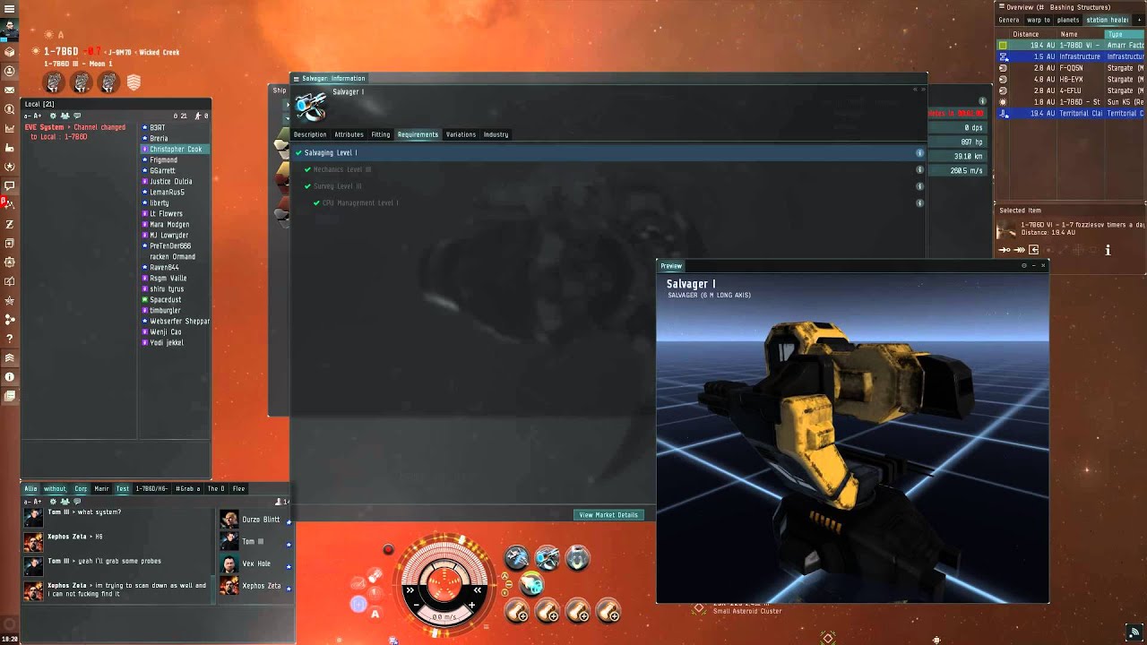 EVE online basic salvage fit - YouTube