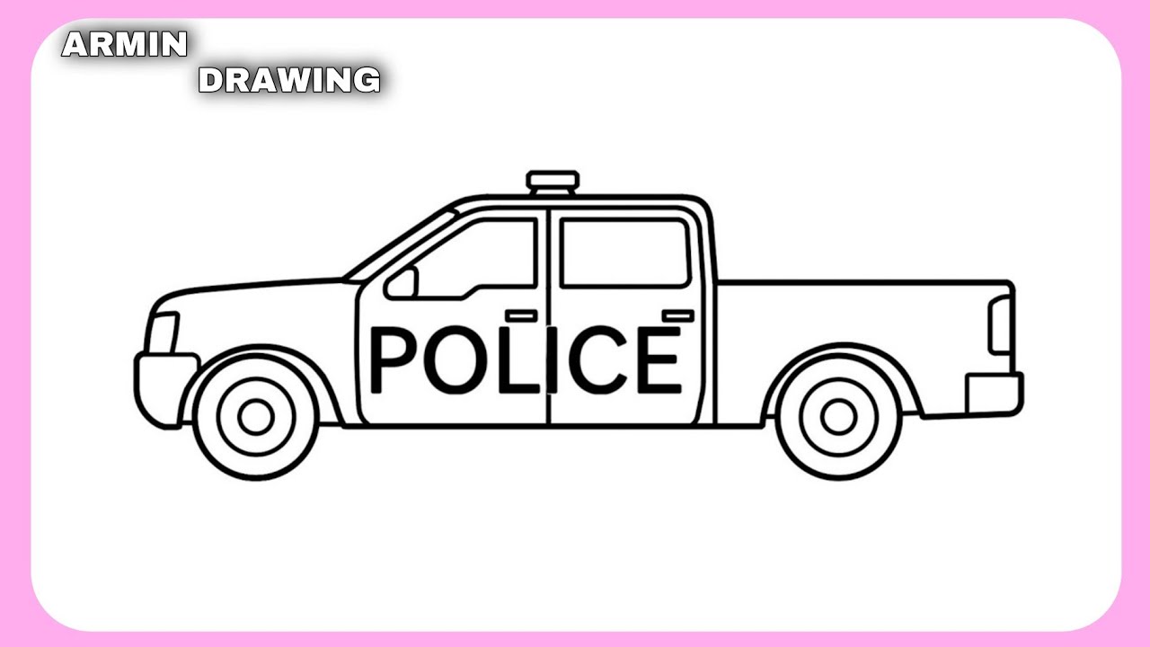 How to draw a POLICE CAR step by step / drawing police pickup easy ...