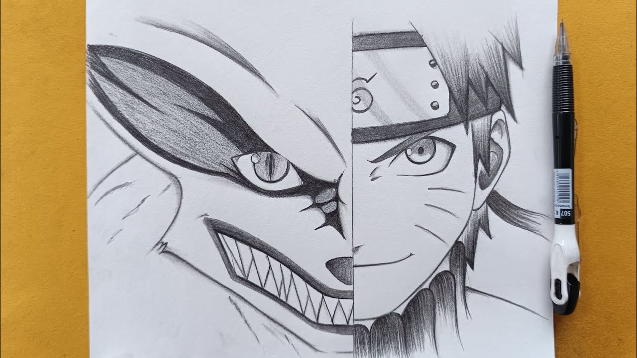 How to draw Naruto and Kurama - step by step || Naruto shippuden ...