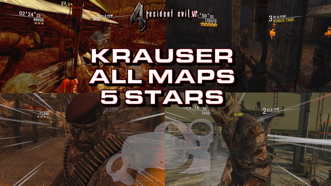 RE4 VR Mercenaries - Krauser - 5 Stars - All Maps - YouTube
