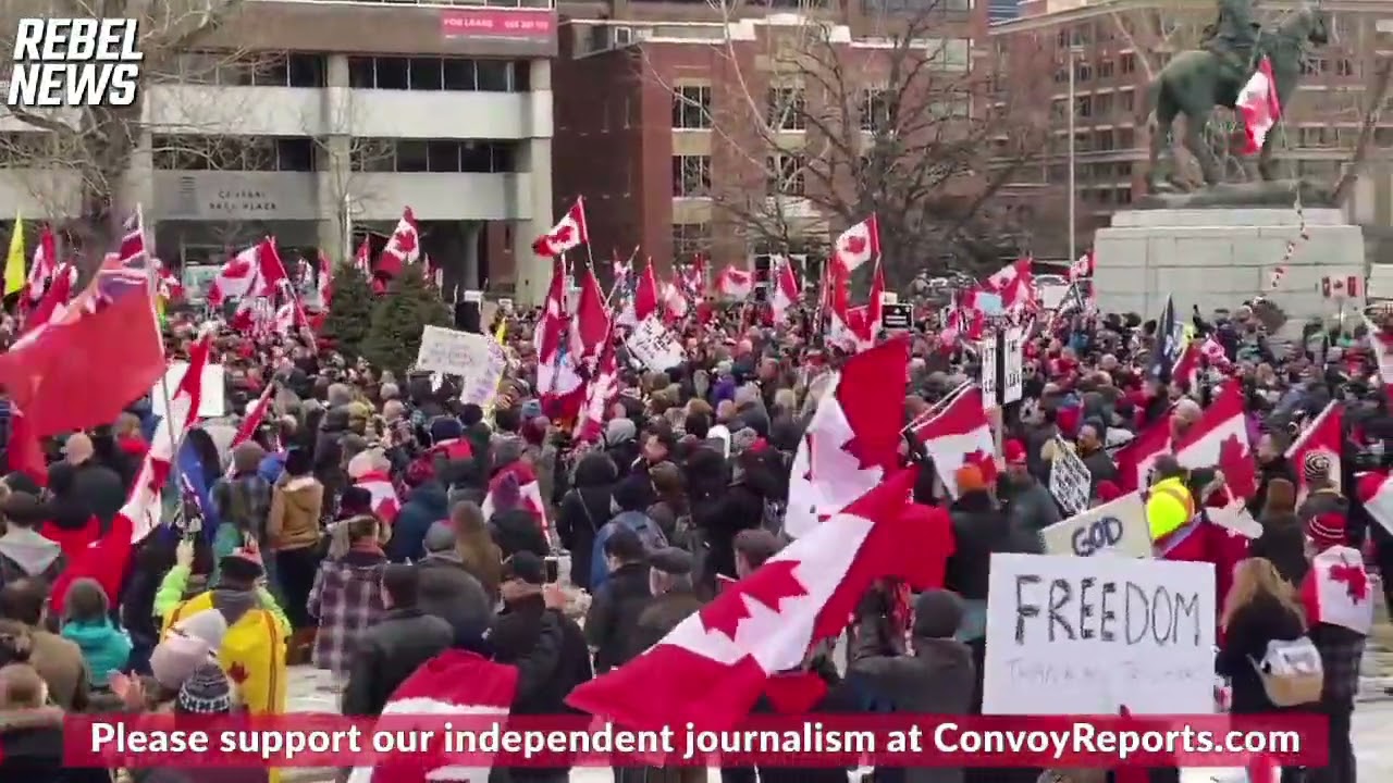 Calgary freedom gathering Canadians standing together - YouTube