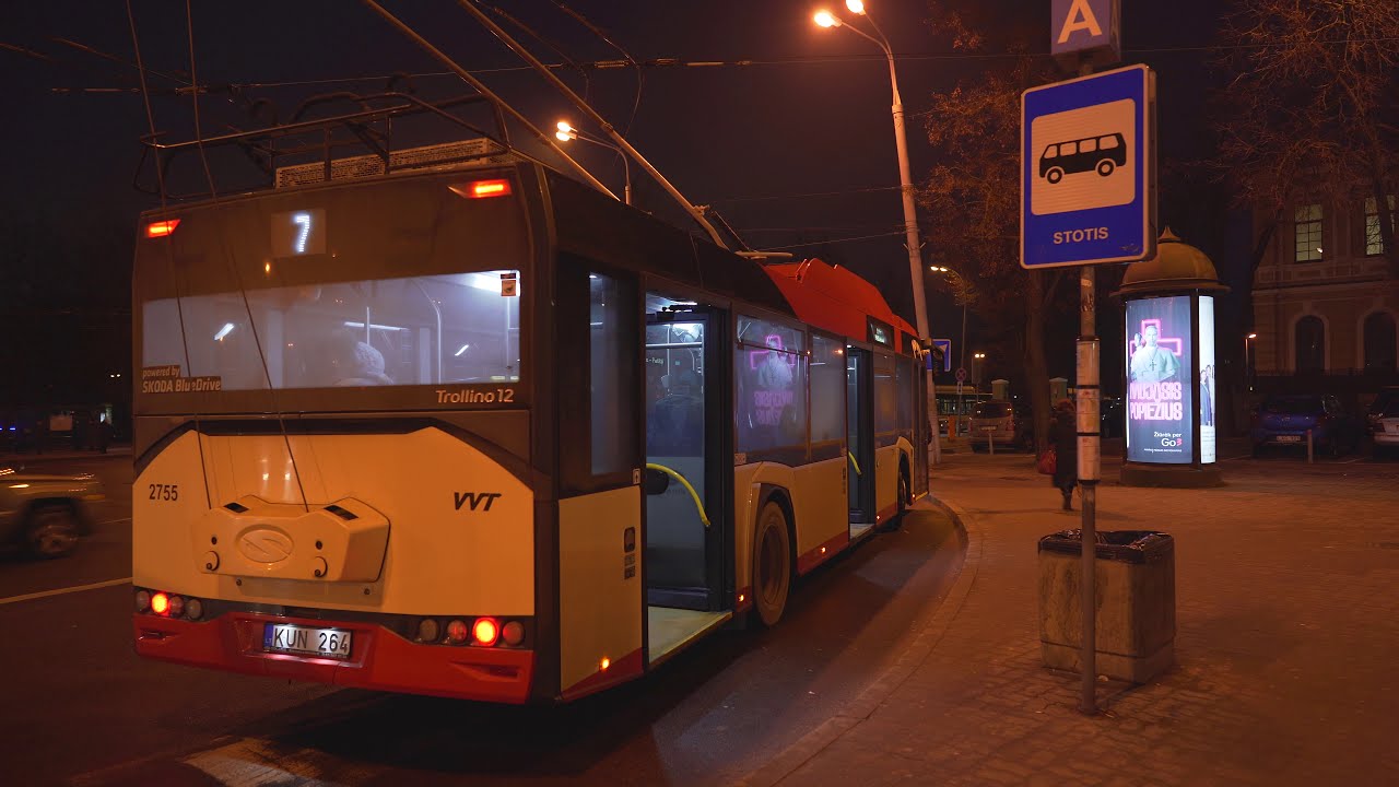 Lithuania, Vilnius, STOTIS tram stop @ night - YouTube