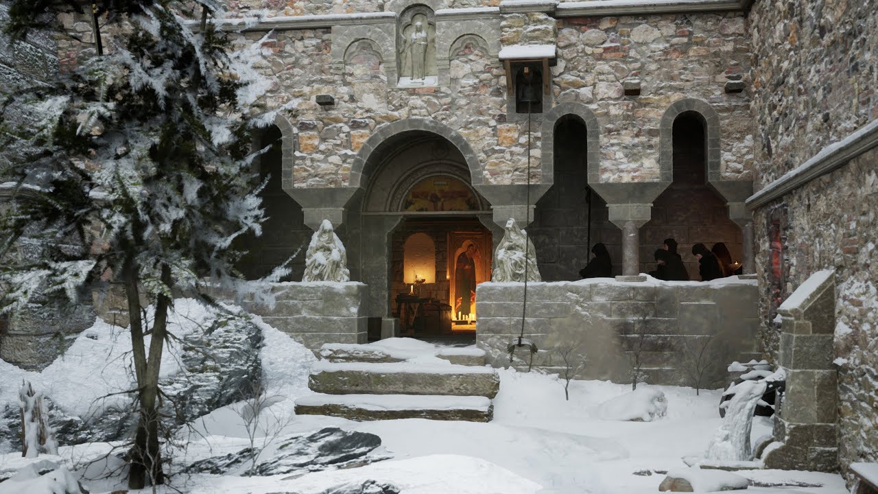 Painting of Snowy Monastery - Recreated in Unreal Engine 5 - YouTube