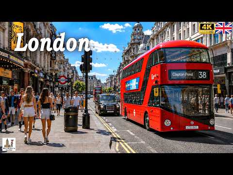 Experience London Walking Tour in 26ºC ☀️ Hot Day Walk inside London City Centre | True 4K