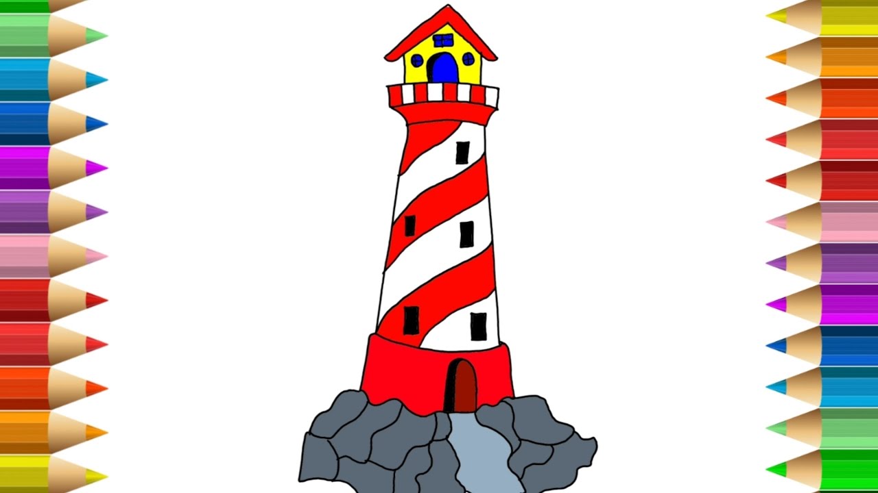 Light house drawing l Step by step drawing #manavhimansh l Easy drawing ...