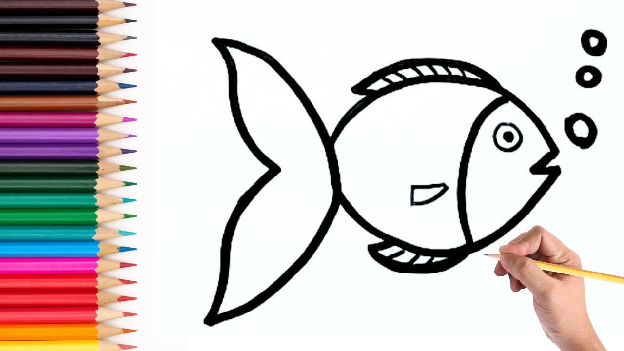 How to draw fish for kids and toddlers | Drawing and painting |kids art ...
