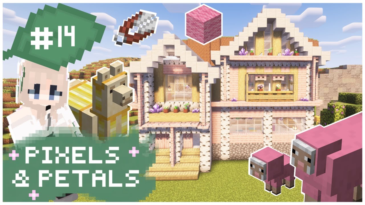 A Wool Farm & Cute Pink House~ - Pixels & Petals #14 ~ Minecraft Lets ...
