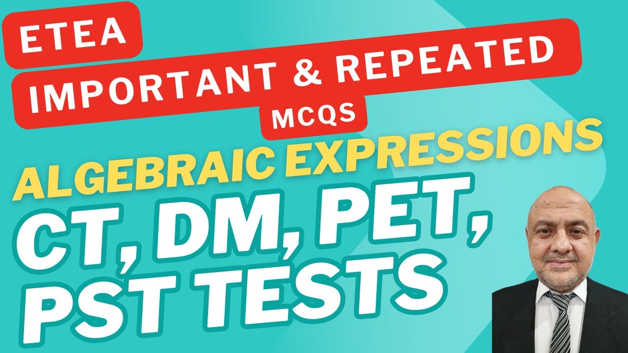 Important MCQs on Algebraic Expressions | ETEA CT PST DM PET SST Test ...