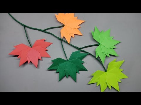 ORIGAMI MAPLE LEAF FOR WALL DECORATION Paper Autumn Leaves DIY Paper ...
